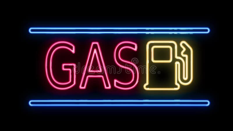 Gas Station Neon Sign in Retro Style Turning on Stock Video - Video of ...