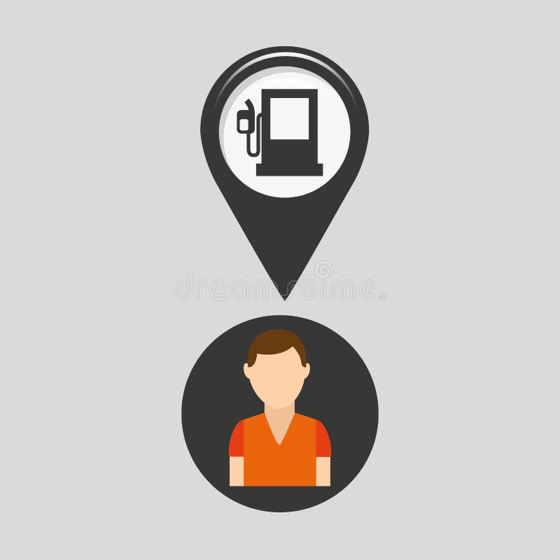 Gas Station Pin Location Man Design Stock Vector - Illustration of ...