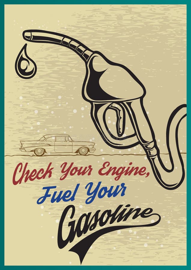 Gas Station Poster. Vector Illustration Decorative Design Stock Vector ...