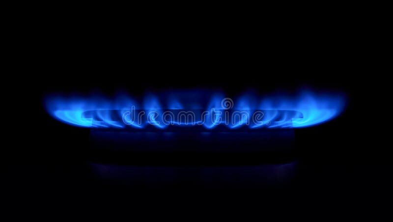 Gas stove as a blue fire stock photo. Image of black - 45908402