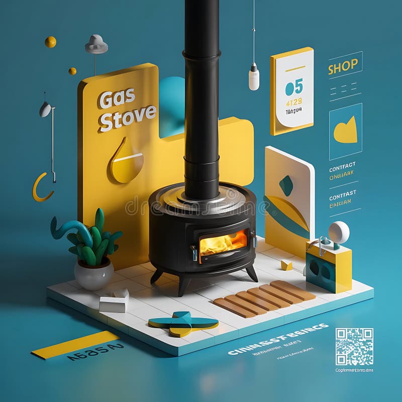 Gas Stove Flyer Banner Template Design Stock Illustration ...