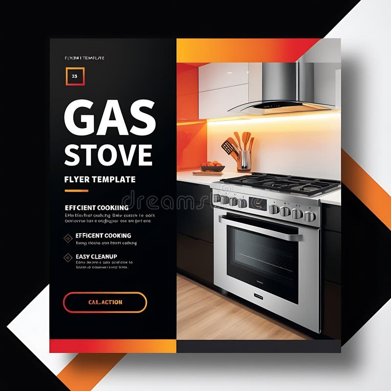 Gas Stove Flyer Banner Template Design Stock Illustration ...
