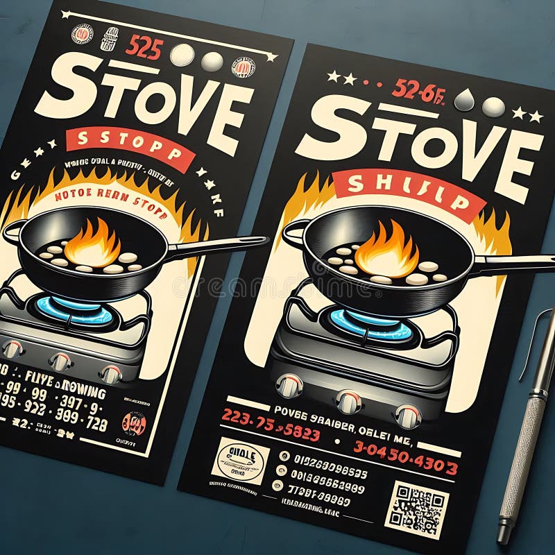 Gas Stove Flyer Banner Template Design Stock Illustration ...