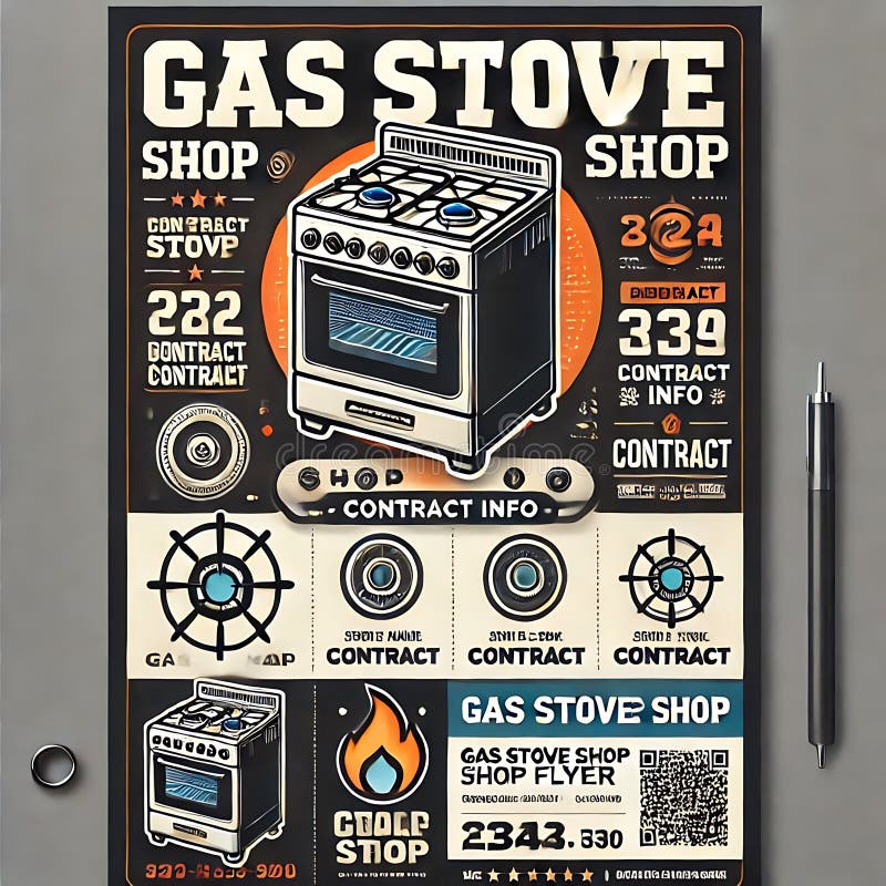 Gas Stove Flyer Banner Template Design Stock Illustration ...