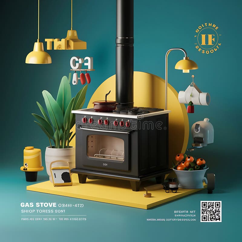 Gas Stove Flyer Banner Template Design Stock Illustration ...