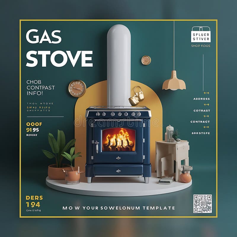 Gas Stove Flyer Banner Template Design Stock Illustration ...