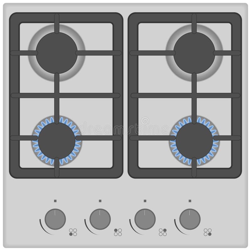 Gas Stove on Isolated Background Kitchen Home Appliance Fire Burner Top ...