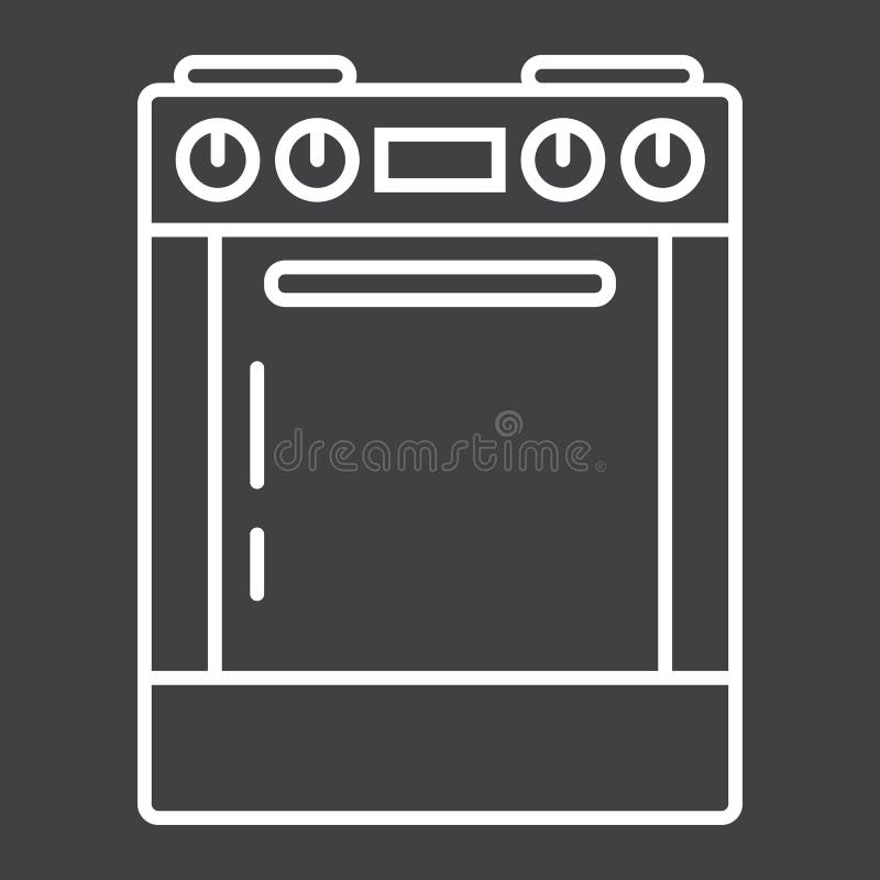 Gas Stove Line Icon, Kitchen and Cooking, Cooker Sign, Vector Graphics ...