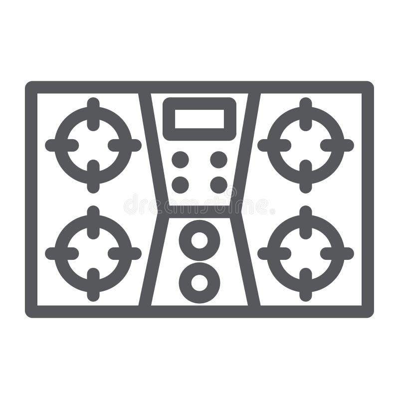 Gas Stove Line Icon, Kitchen and Cooking, Cooker Sign, Vector Graphics ...