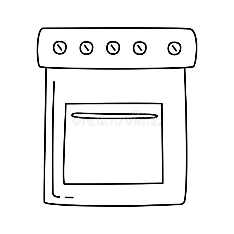 Gas Stove Sketch. Hand Drawn Black and White Doodle Vector Illustration ...