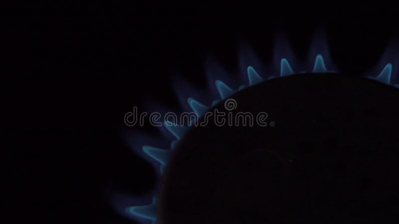 Gas Switch on and Lit on the Kitchen Stove Appearing Blue Flame ...