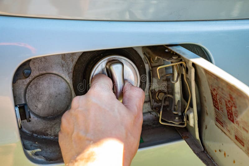 Gas Tank Cap in a Car for Refueling Stock Image - Image of driver ...