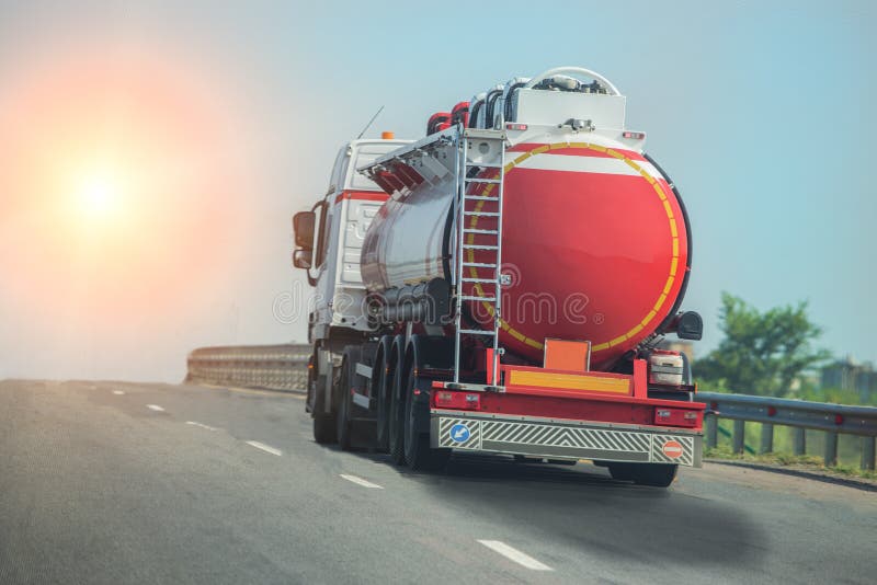 Gas-tank goes on highway stock image. Image of commerce - 246535833