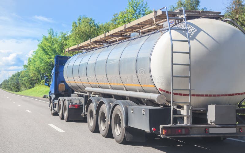 Gas-tank goes on highway stock image. Image of commerce - 246535833