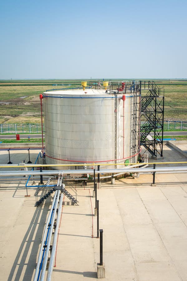 Gas Tank in Oil Processing Plant Stock Image - Image of pipe ...