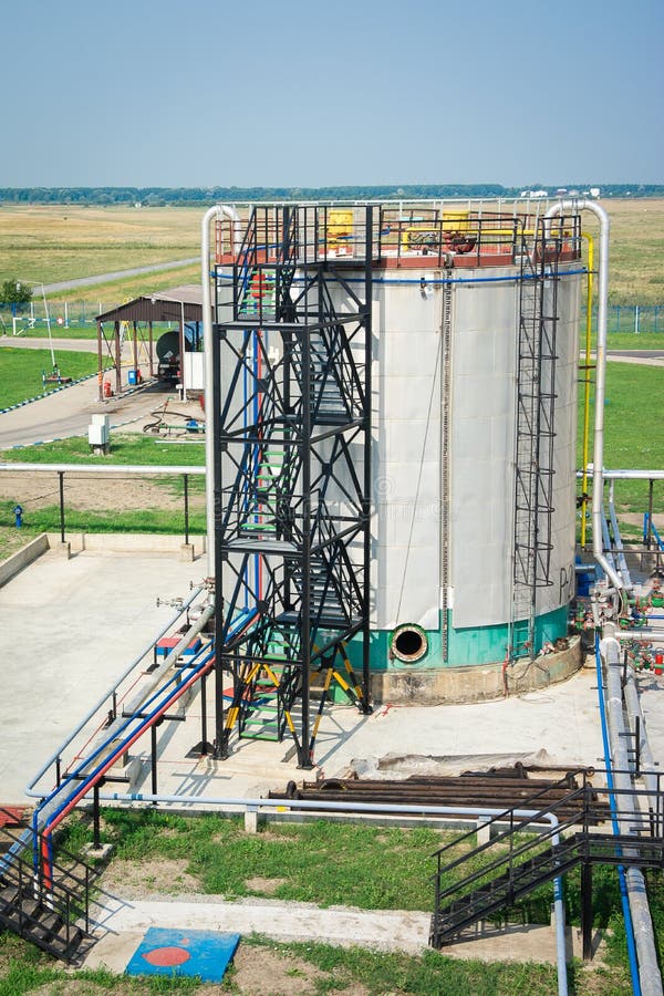 Gas Tank in Oil Processing Plant Stock Image - Image of pipe ...
