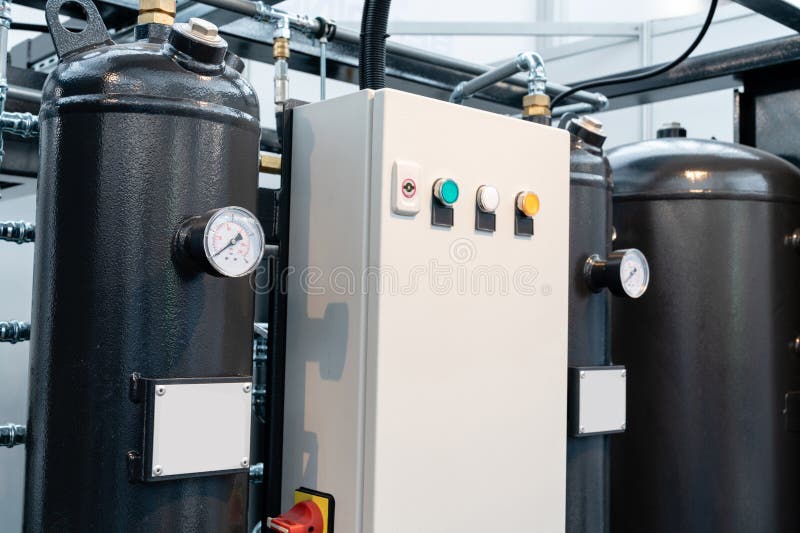 Gas Tank with Pressure Gauge on a Gas Plant Stock Image - Image of ...