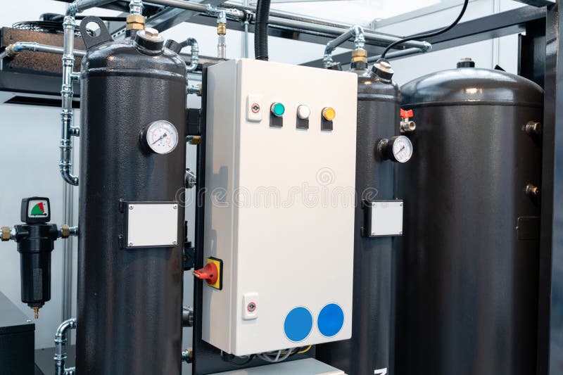 Gas Tank with Pressure Gauge on a Gas Plant Stock Photo - Image of ...