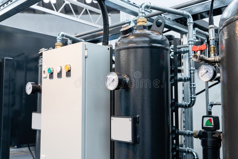 Gas Tank with Pressure Gauge on a Gas Plant Stock Image - Image of ...