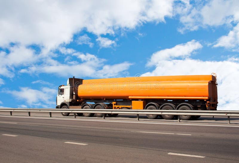 Gas-tank Truck Goes on Highway Stock Photo - Image of petrol, delivery ...