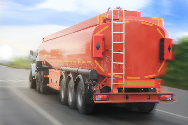 Gas-tank Truck Goes on Highway Stock Image - Image of cargo, industrial ...