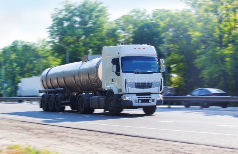 Gas-tank Truck Goes on Highway Stock Image - Image of fast, freight ...