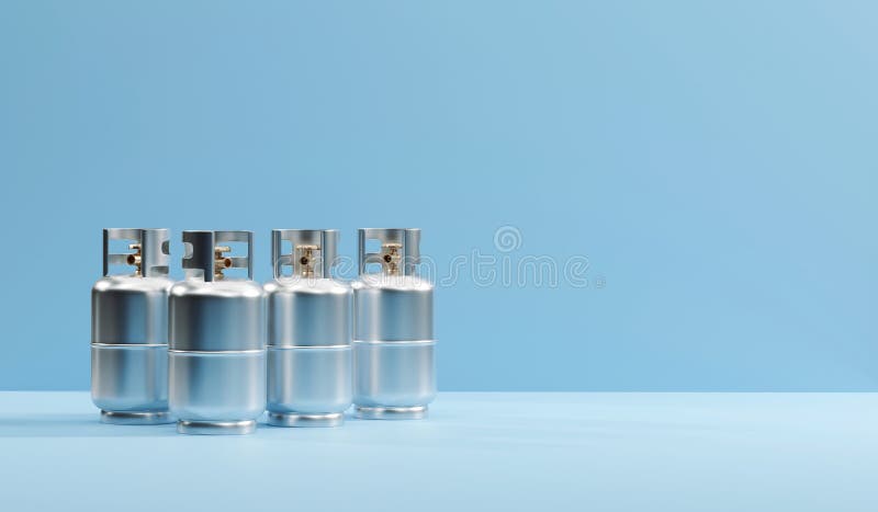 Gas Tanks Cylinder Isolated on Blue Background 3d Rendering Stock ...