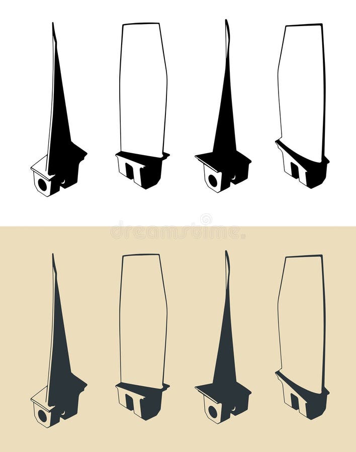 Gas Turbine Compressor Rotor Blade Stock Vector - Illustration of ...