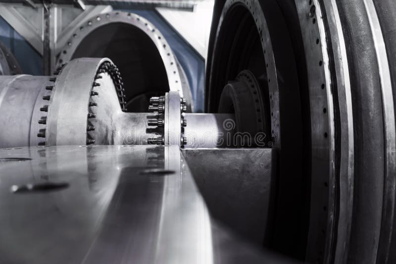 A Gas Turbine with a Compressor Rotor and a Bolted Coupling Half Stock ...