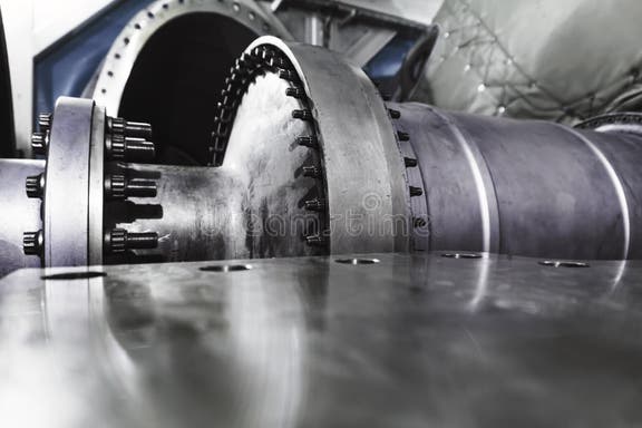 A Gas Turbine with a Compressor Rotor and a Bolted Coupling Half Stock ...