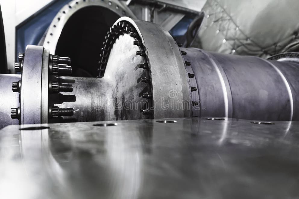 A Gas Turbine with a Compressor Rotor and a Bolted Coupling Half Stock ...
