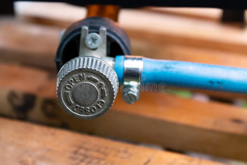 Gas valve open-close stock photo. Image of markings - 150703122