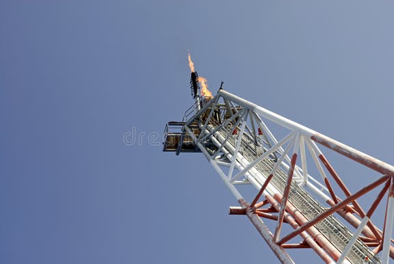 Gas Flare Offshore Oil Rig Platform Gas Flare Boom Oil Refinery Stock ...