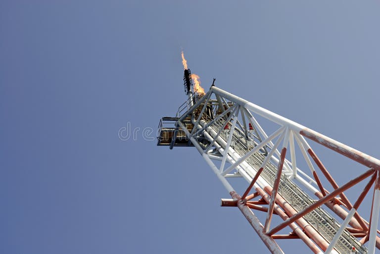 Gas Flare Offshore Oil Rig Platform Gas Flare Boom Oil Refinery Stock ...