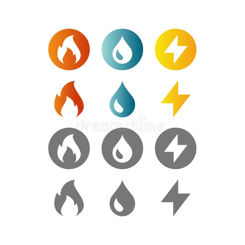 Gas, Water and Electricity Vector Icon Set Stock Vector - Illustration of supply, pictograph ...