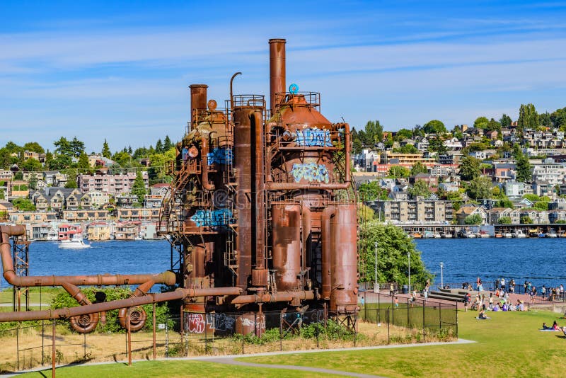 Gas Works Park Seattle editorial photo. Image of gassification - 94882401