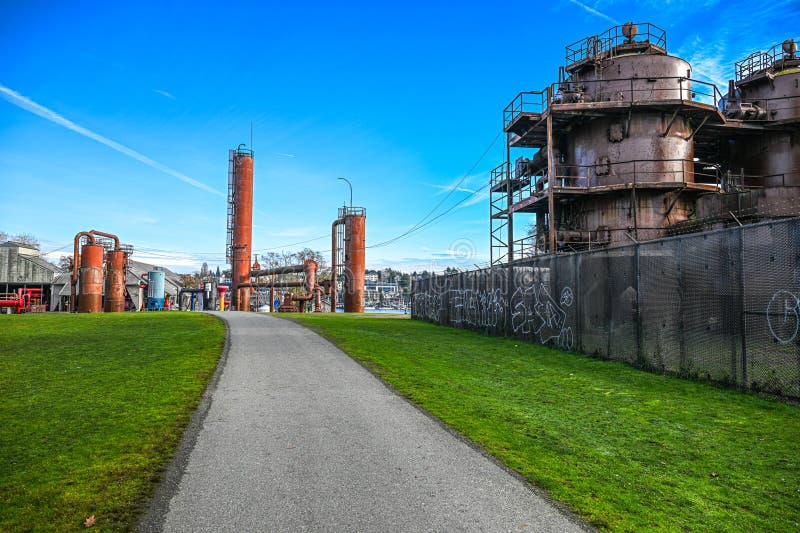 Gas Works Park stock image. Image of outdoors, dock - 375455163