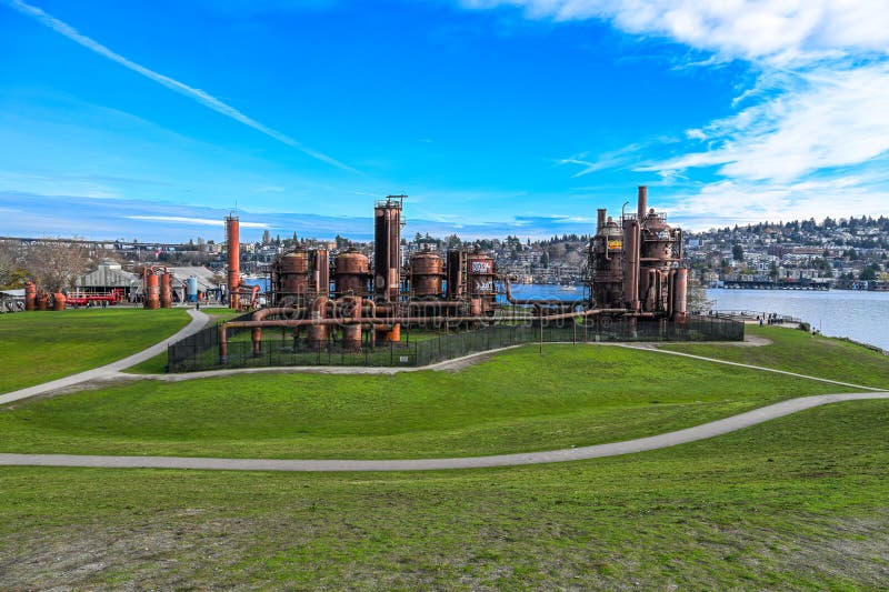 Gas Works Park stock photo. Image of safety, pump, technology - 376193900