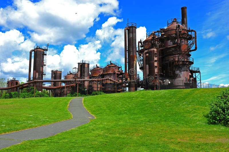 Gas works plant stock photo. Image of works, plant, path - 14753874