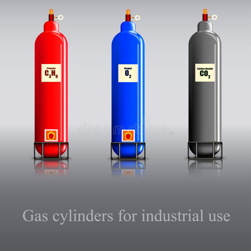 Gasflessen Voor Industrieel Gebruik Vector Illustratie - Illustration ...