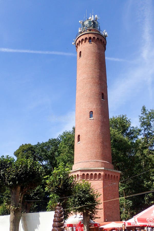 Gaski Lighthouse of the Polish Baltic Sea Stock Photo - Image of light ...