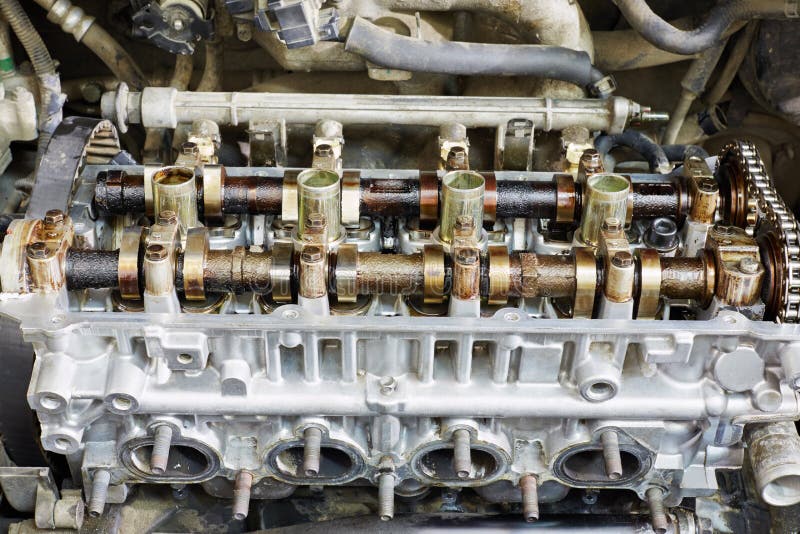 Gasoline Car Engine Under Repair Stock Image - Image of belt, chain ...