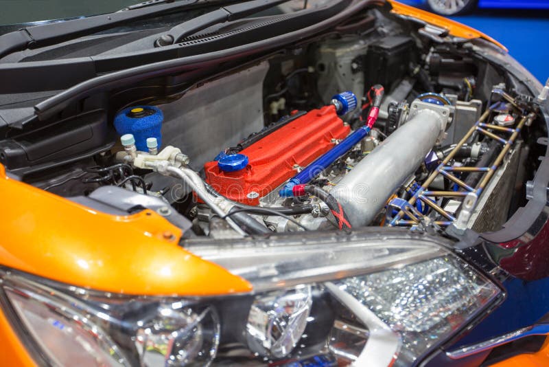 Car with Modify Engine, High Performance and Sport Car. Stock Photo ...