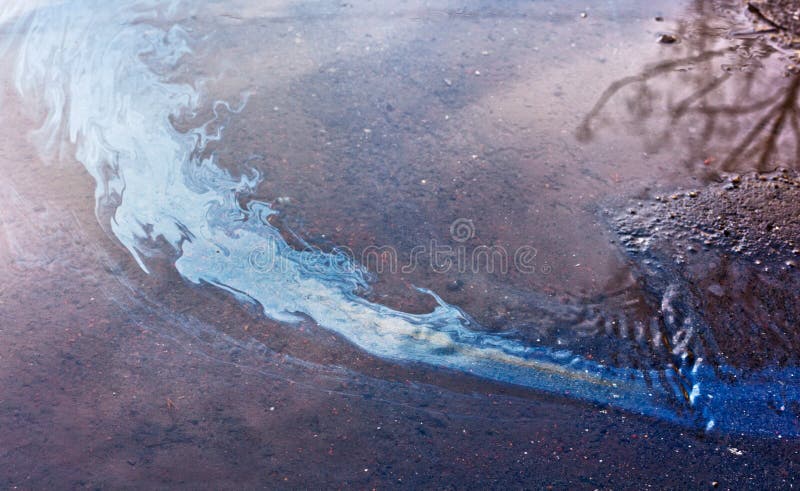 Gasoline Film on the Surface of the Water Stock Photo - Image of ...