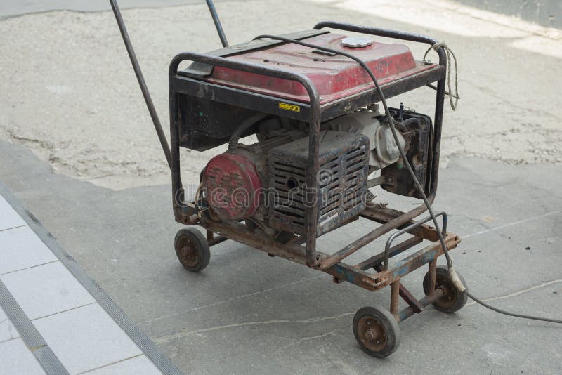 Gasoline Generator on the Street. Generator with Wheels for ...