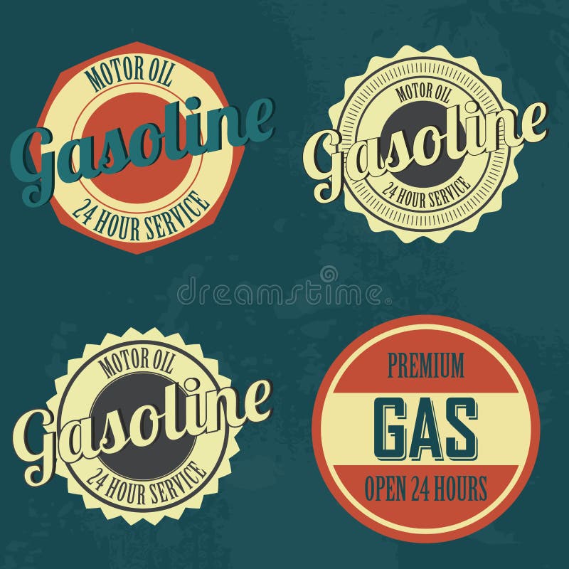 Gasoline labels stock vector. Illustration of sale, antique - 34506335