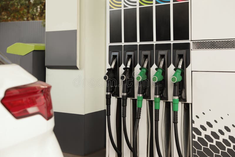 Gasoline Pump at Modern Gas Filling Station Stock Image - Image of road ...