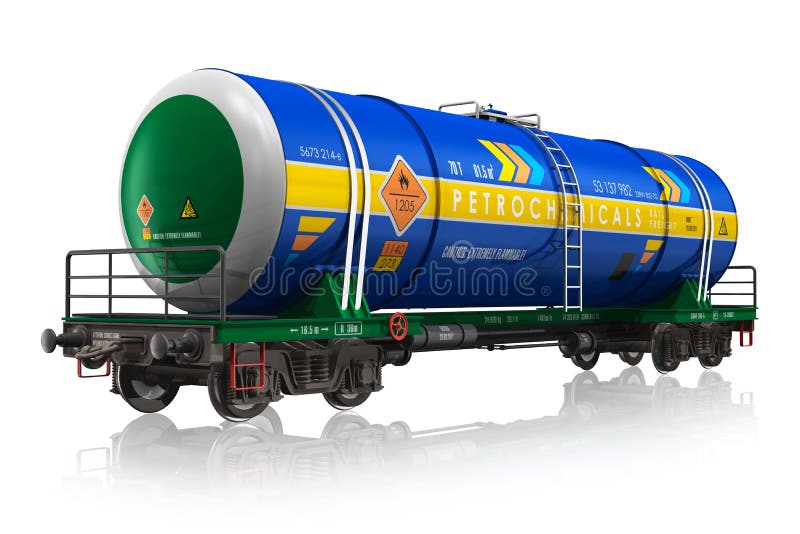 Freight Train with Petroleum Tanker Cars Stock Illustration ...