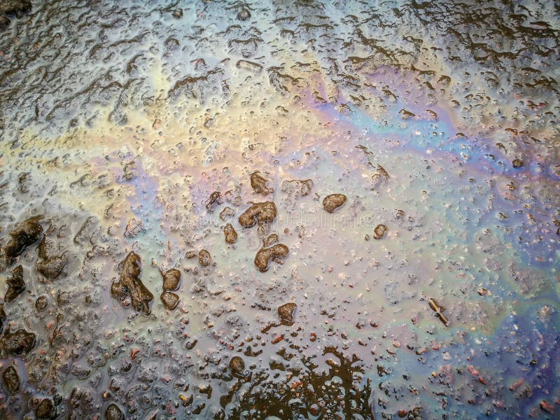 Gasoline Spilled on the Ground As an Abstract Background Stock Image ...