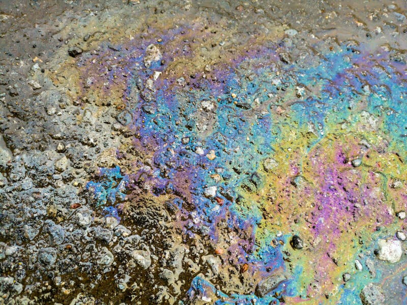 Gasoline Stains on the Wet As a Background Stock Image - Image of ...